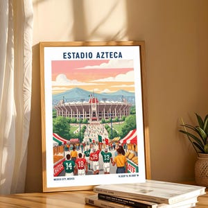 Estadio Azteca Football Stadium Poster– Vintage Mexico City Wall Art ...