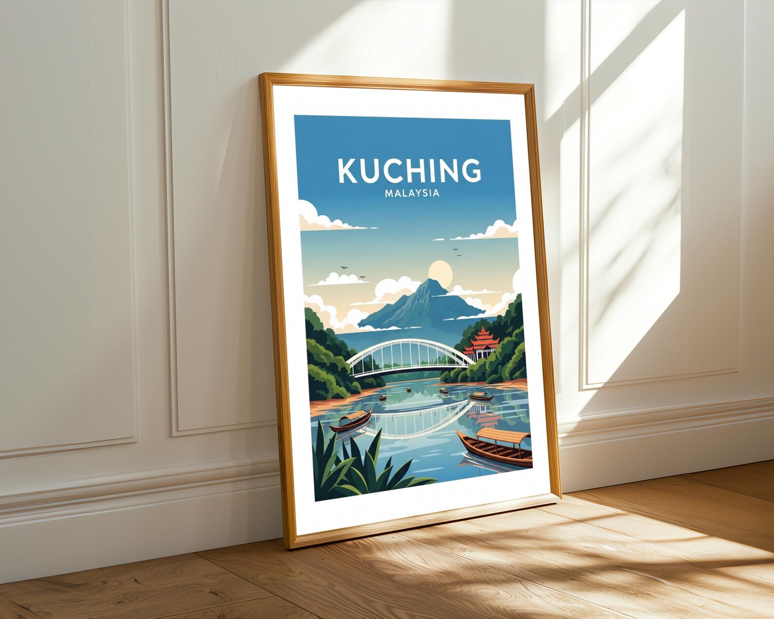 Kuching, Sarawak Malaysia Travel Poster - South East Asian Borneo ...