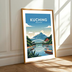 Kuching, Sarawak Malaysia Travel Poster - South East Asian Borneo ...