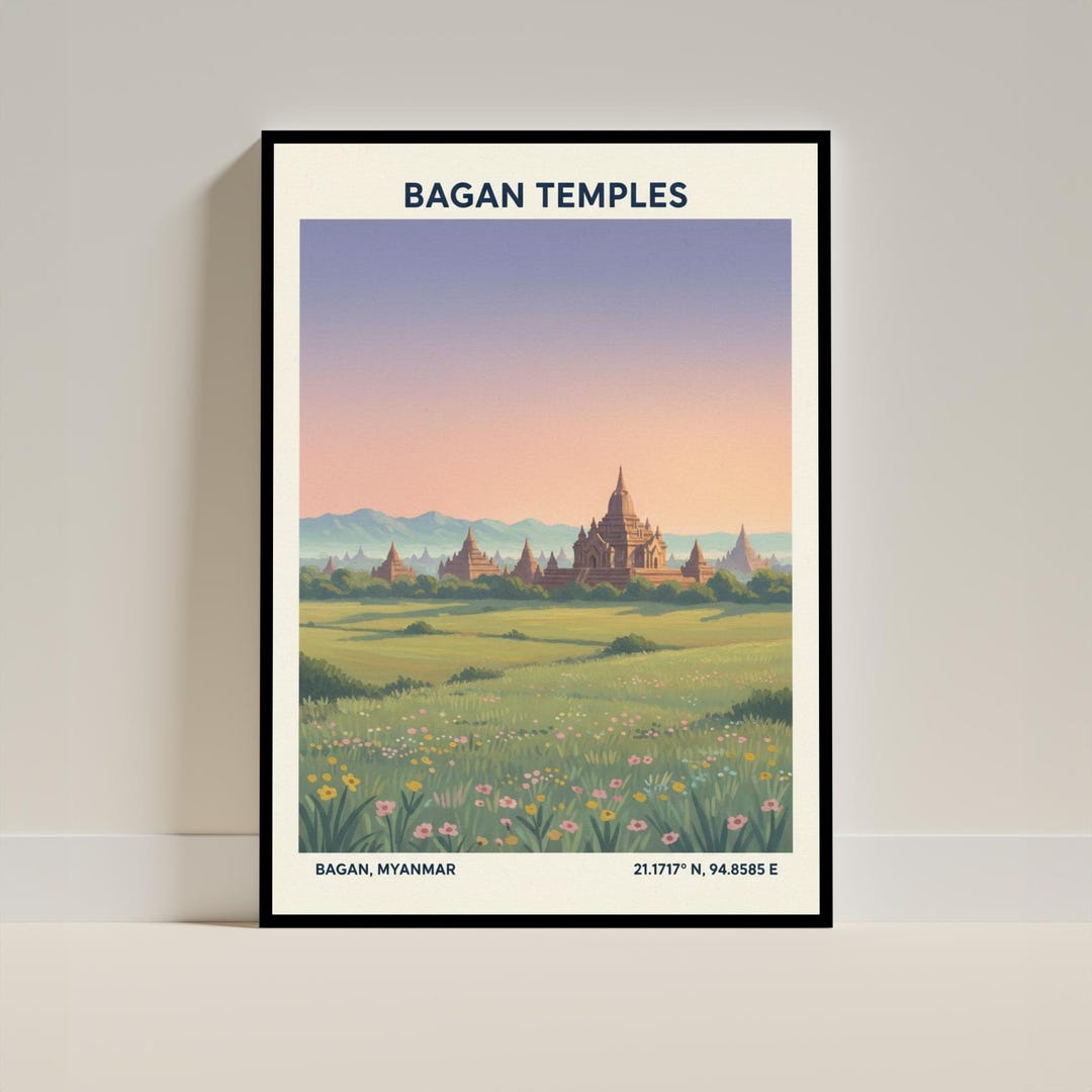 Bagan Temple Myanmar Asia Travel Poster - Temple Landscape Historic ...