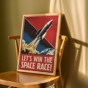 Vintage Space Race Poster | 50s 60s Rocket Launch History Wall Art for ...