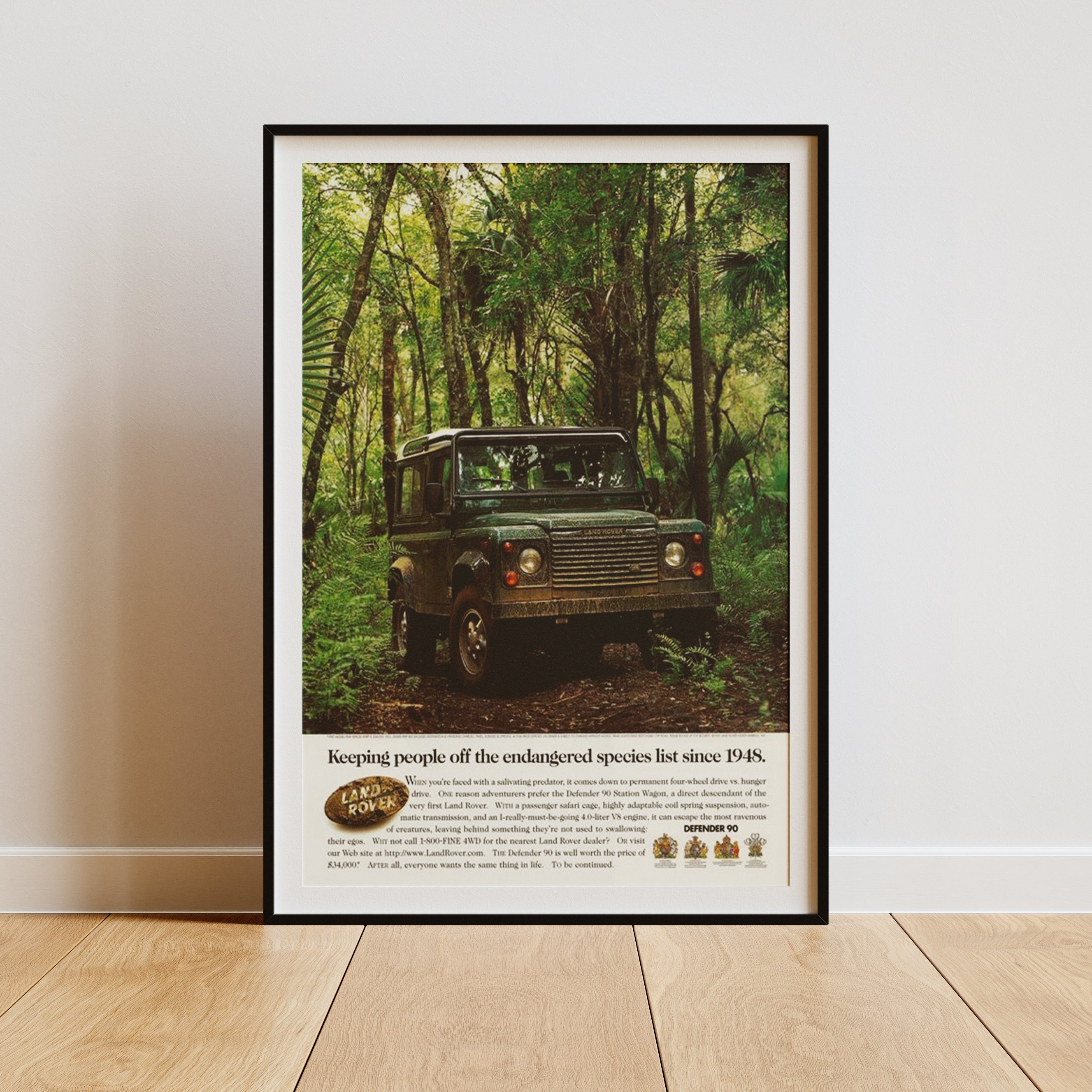 Land Rover Defender Advert Retro Automotive Poster, Art Print, Swiss ...