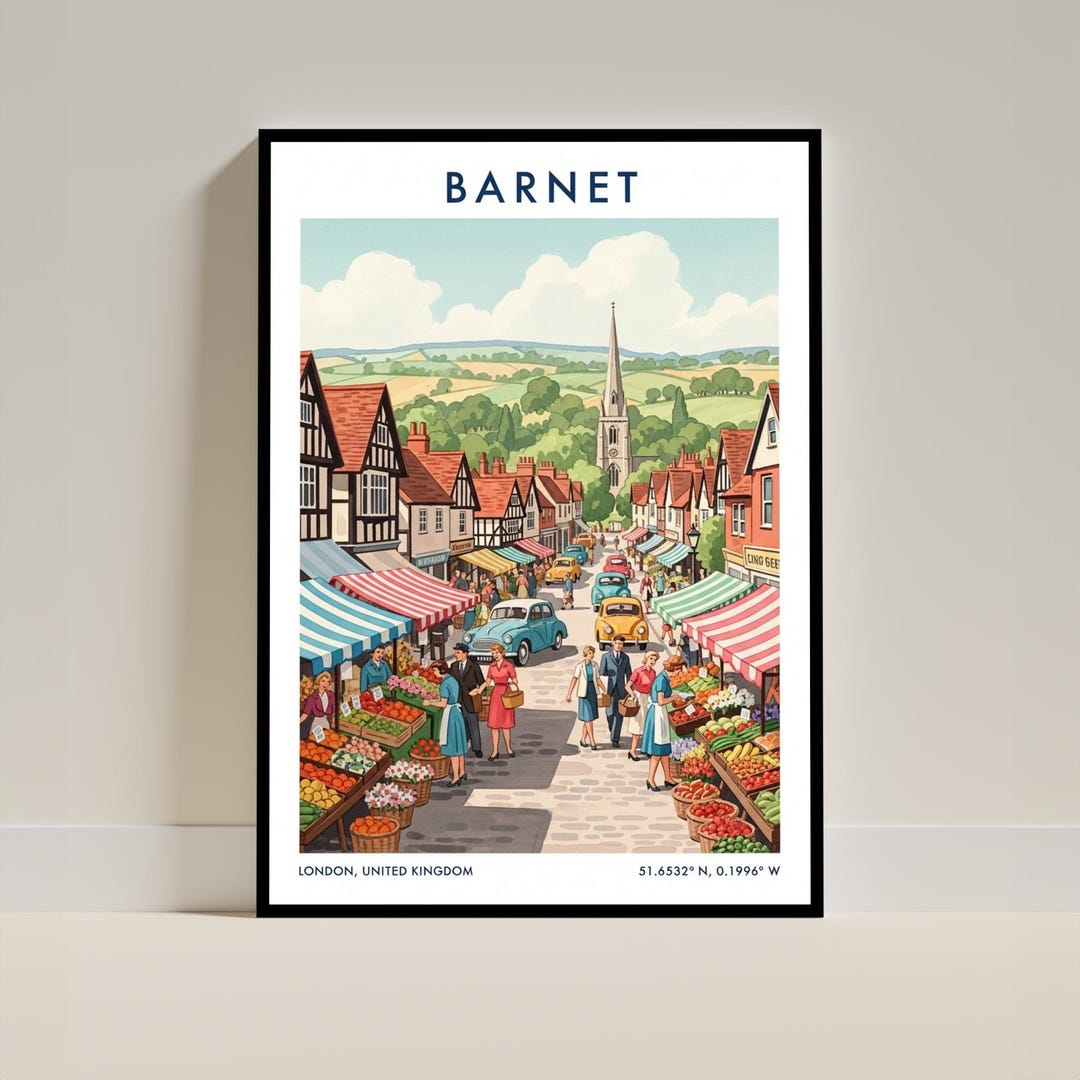 Barnet London Borough Travel Poster – United Kingdom UK England English ...