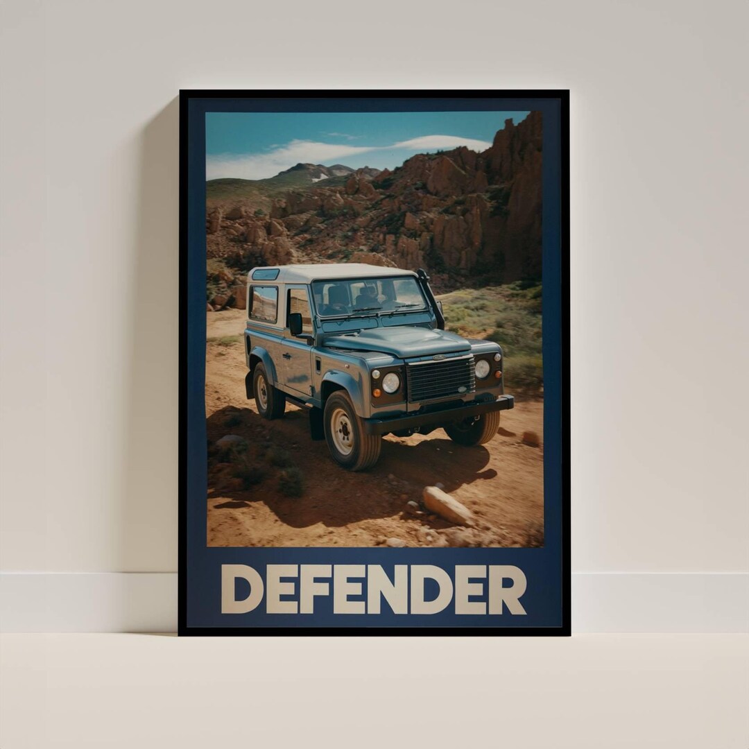 Land Rover Defender Classic 90 Blue Offroad Poster 4x4 Wall Art Print ...