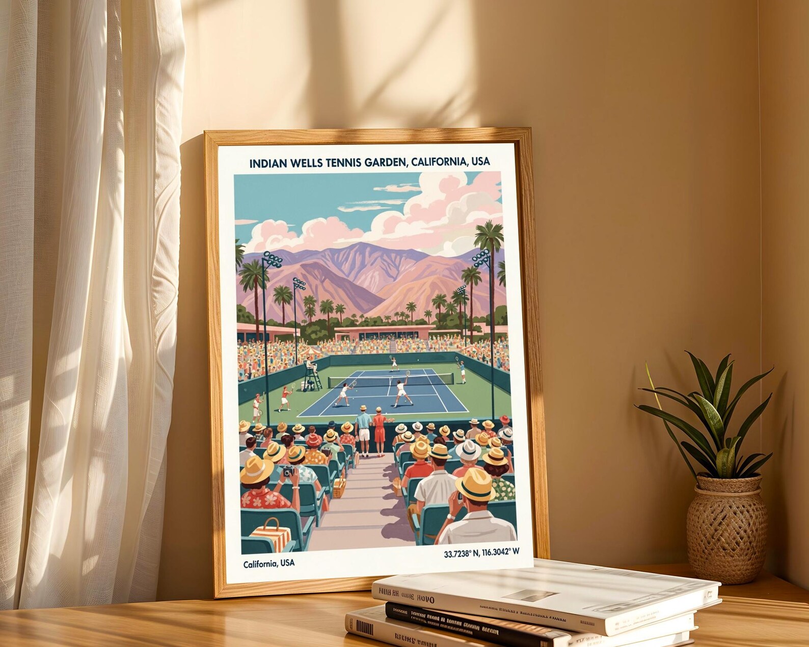Indian Wells Tennis Garden Poster – Vintage California Travel Print ...