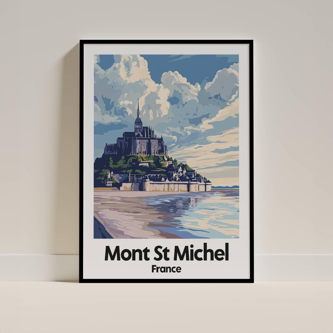 Mont Saint-michel Poster France Travel Art Print European Landmark Wall ...