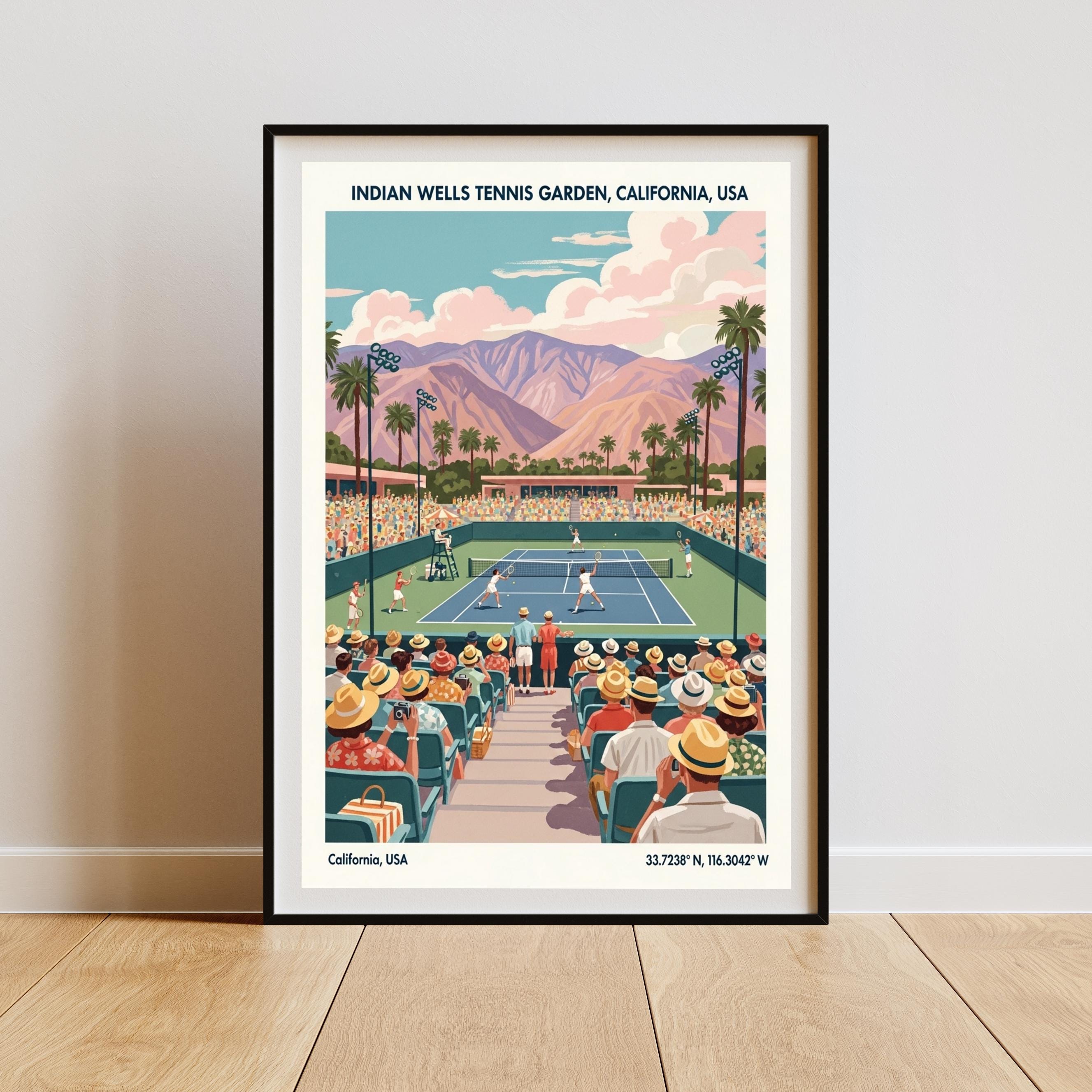 Indian Wells Tennis Garden Poster – Vintage California Travel Print ...