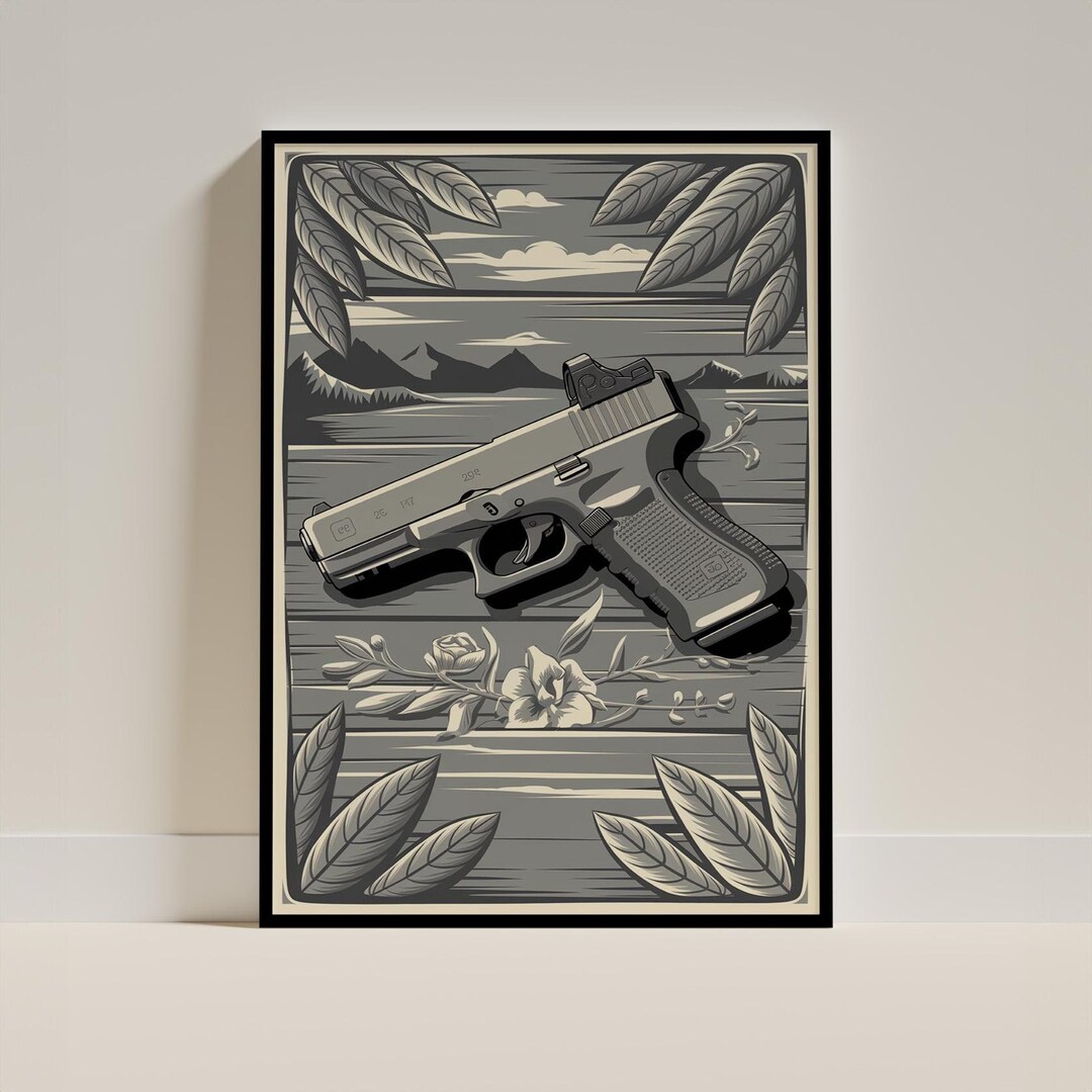 American Glock 17 Firearm Poster Prints Patriotic Gun Wall Decor for ...