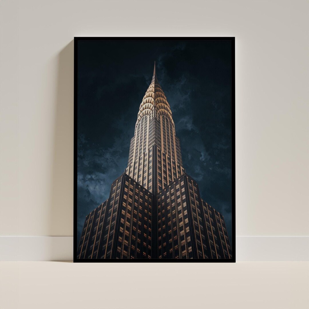 New York Architecture Poster | Empire State & Chrysler Building 80s 90s ...