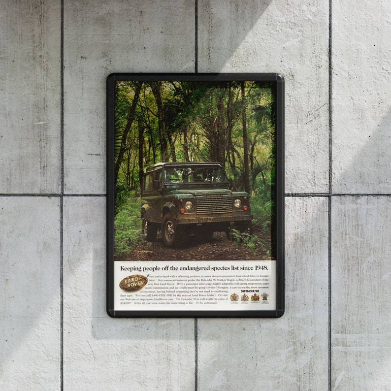 Land Rover Defender Advert Retro Automotive Poster, Art Print - Etsy ...
