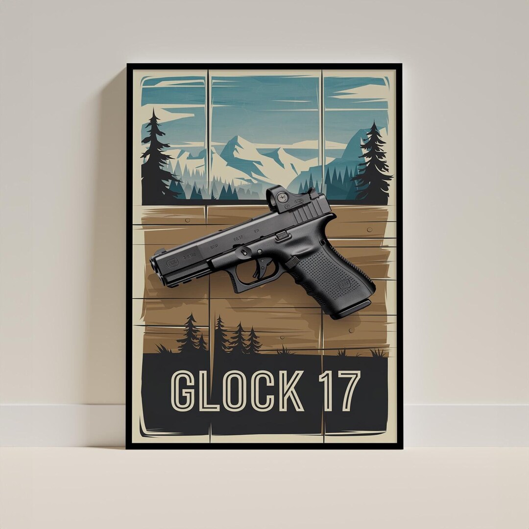 Glock 17 Pistol Gun USA Patriot Poster | Firearm Wall Art for Man Cave ...