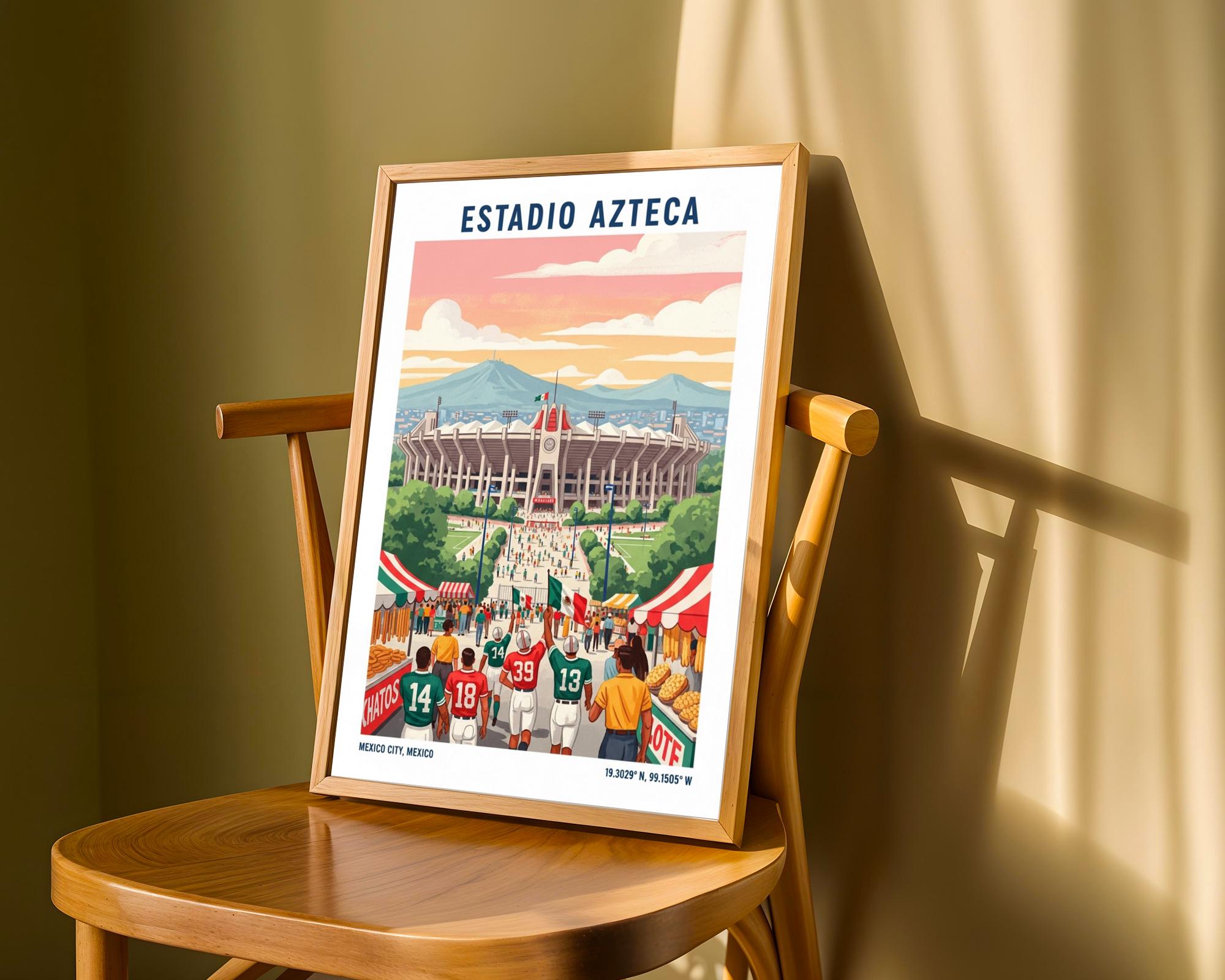 Estadio Azteca Football Stadium Poster– Vintage Mexico City Wall Art ...