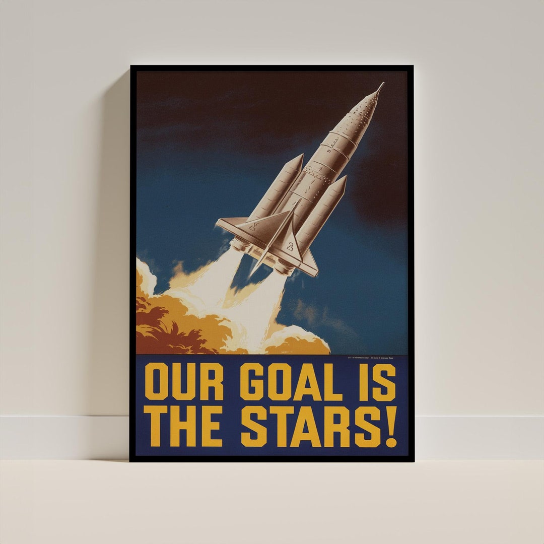 Space Race History Vintage Poster | 50s 60s Rocket Launch Wall Art for ...