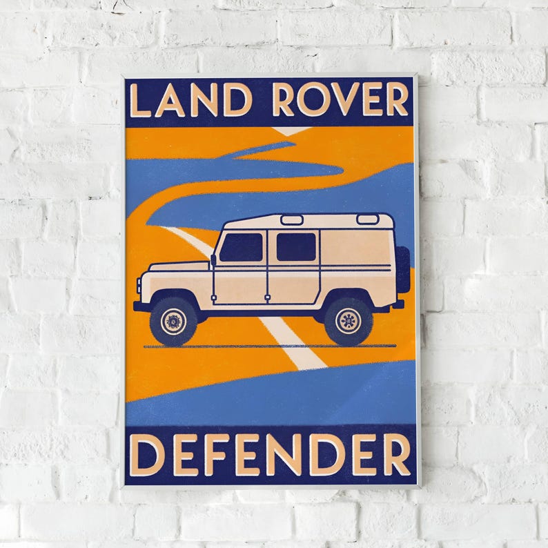 Land Rover Defender 110 Poster Classic Off-road Pop Art Style Wall Art ...