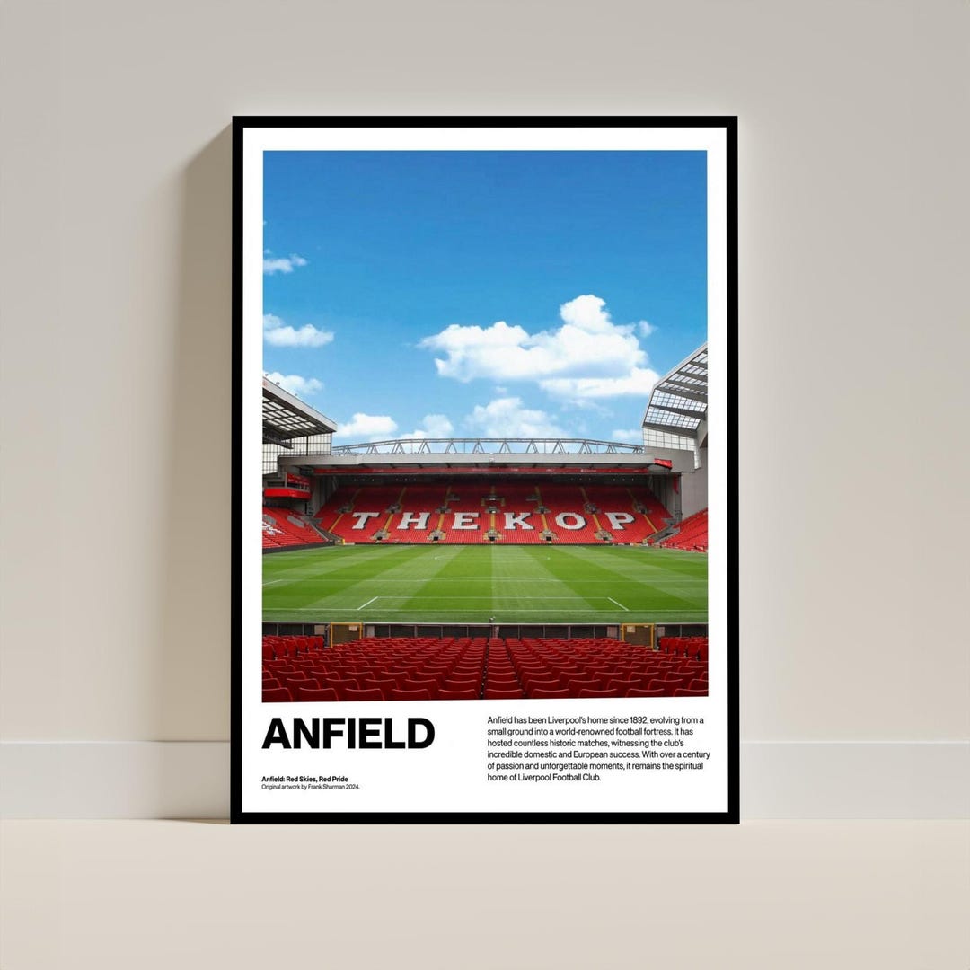 Anfield Football Stadium Poster – Red and White Liverpool Art Scene - Etsy