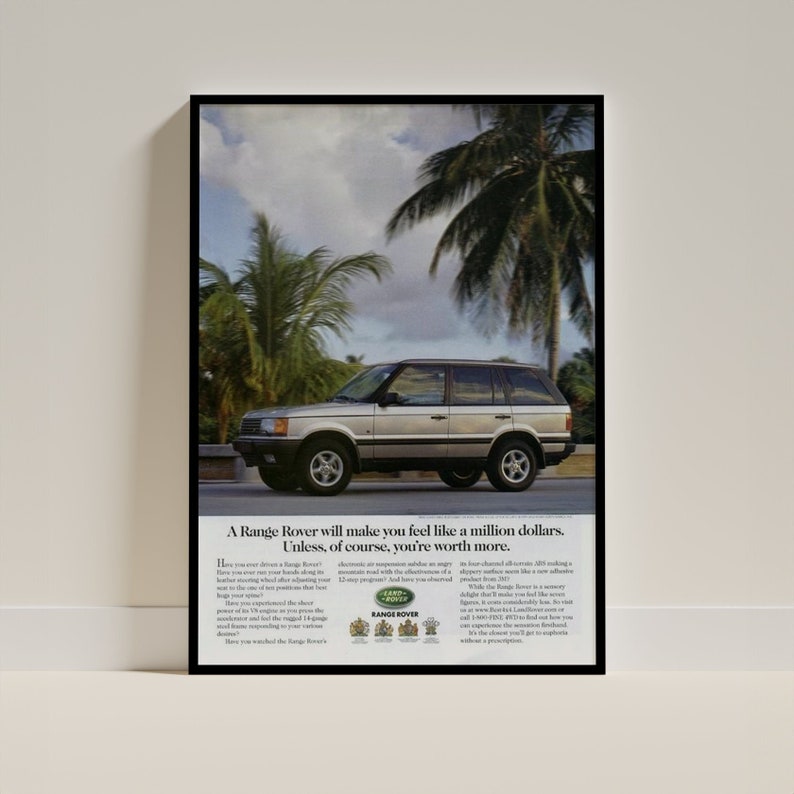 Retro Range Rover P38 Poster - Vintage Automotive Ad Print, Ideal for ...