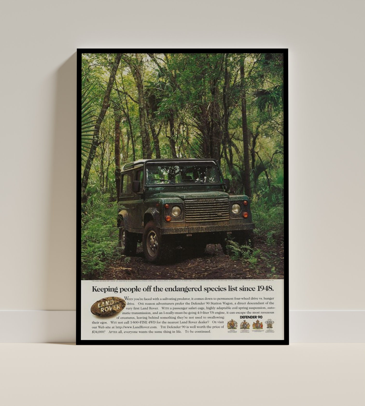 Land Rover Defender Advert Retro Automotive Poster, Art Print, Swiss ...