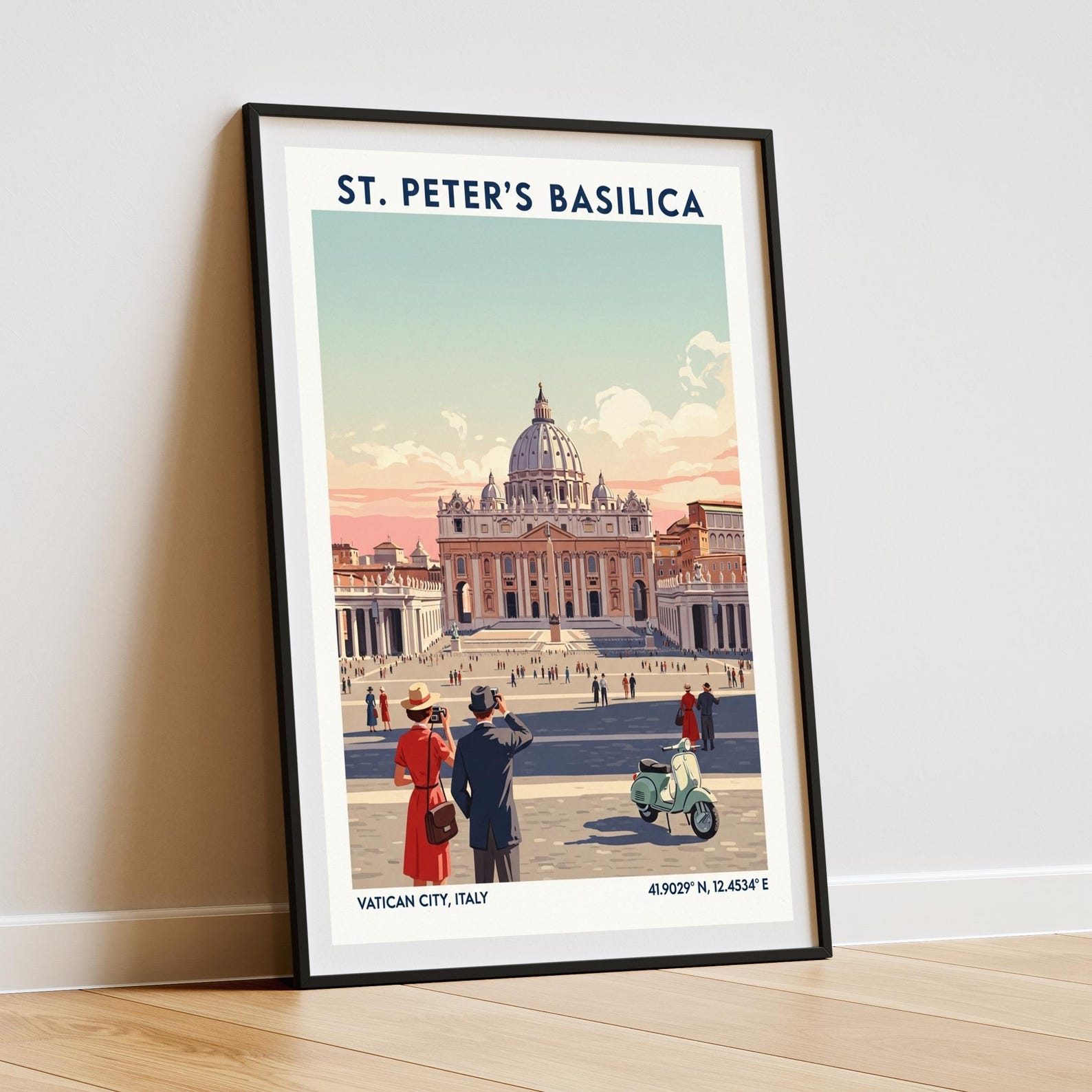 St Peter's Basilica Cathedral Travel Poster – Vintage Vatican City ...