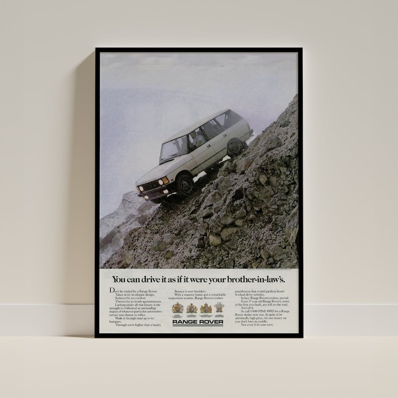 Range Rover Classic Retro Poster - Vintage Car Ad Art Print, Ideal for ...