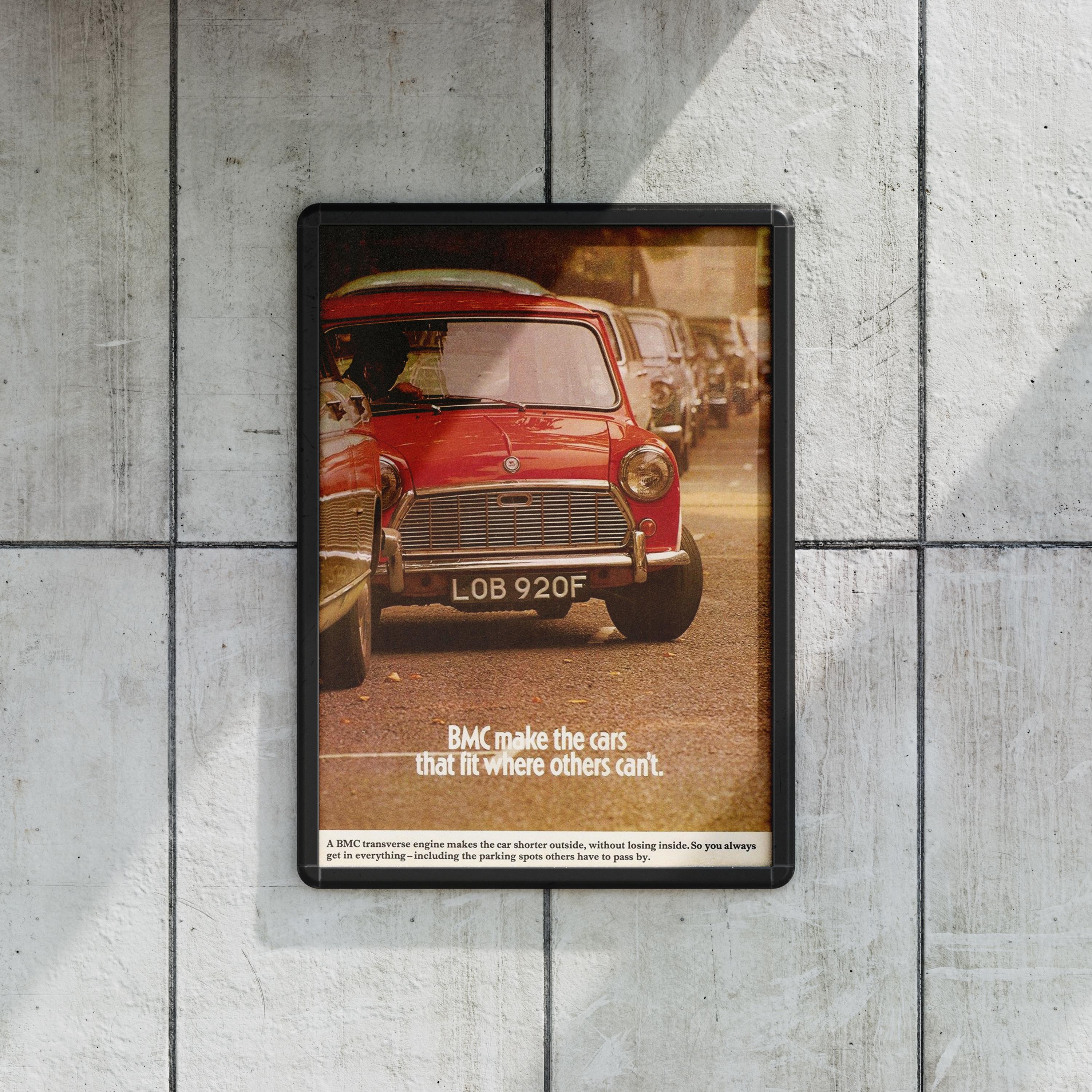 Classic Mini Vintage Poster Advert, Austin Morris Rover BMC Car, Retro ...