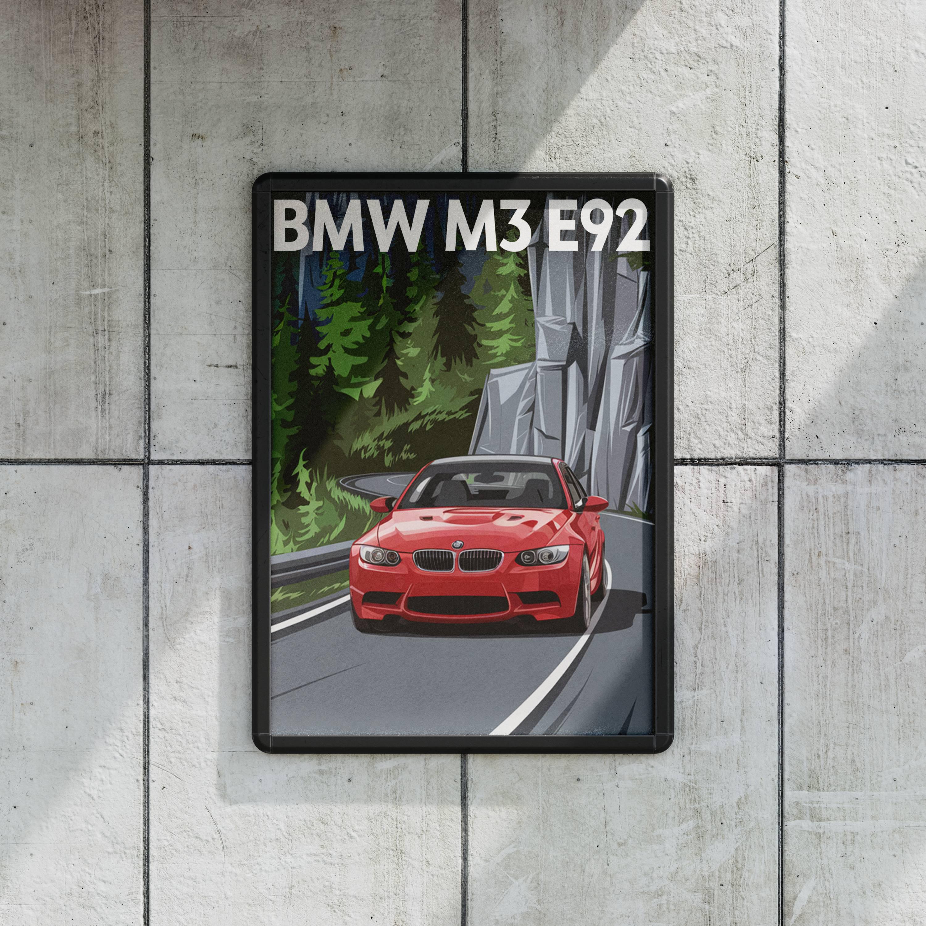 BMW M3 E92 Driving Illustration Poster Art Print - Etsy
