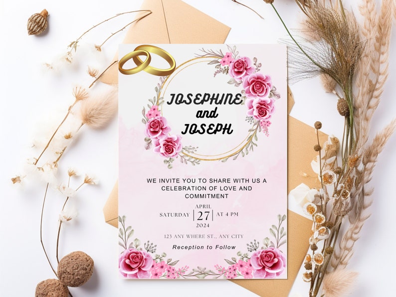 Editable Wedding Invitation Card Custom Template - Etsy
