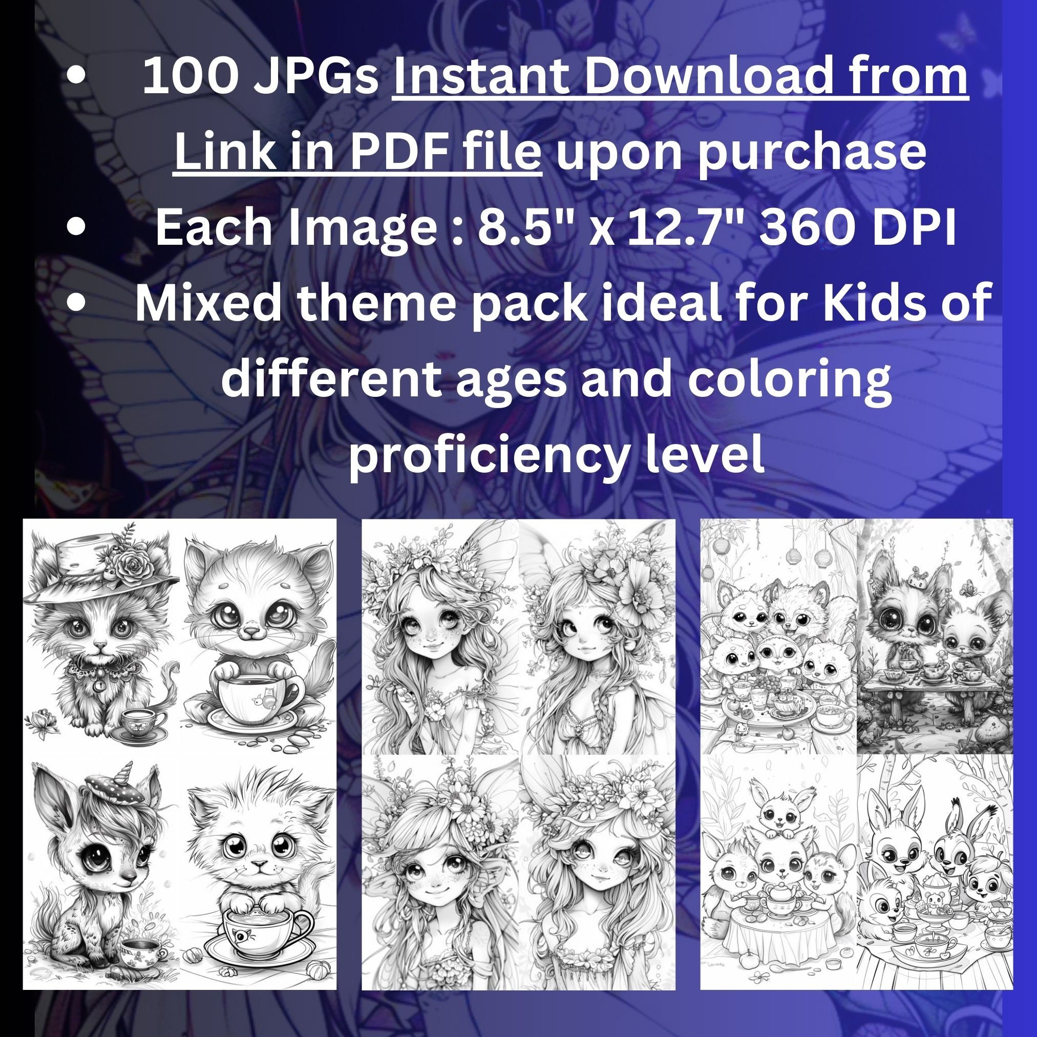 Kawaii Coloring Pages 100 Pages Cute & Adorable Printable for Kids ...