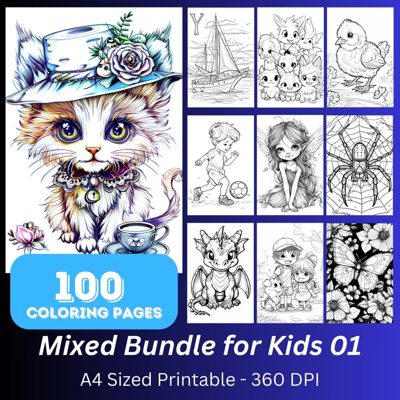 Kawaii Coloring Pages 100 Pages Cute & Adorable Printable for Kids ...