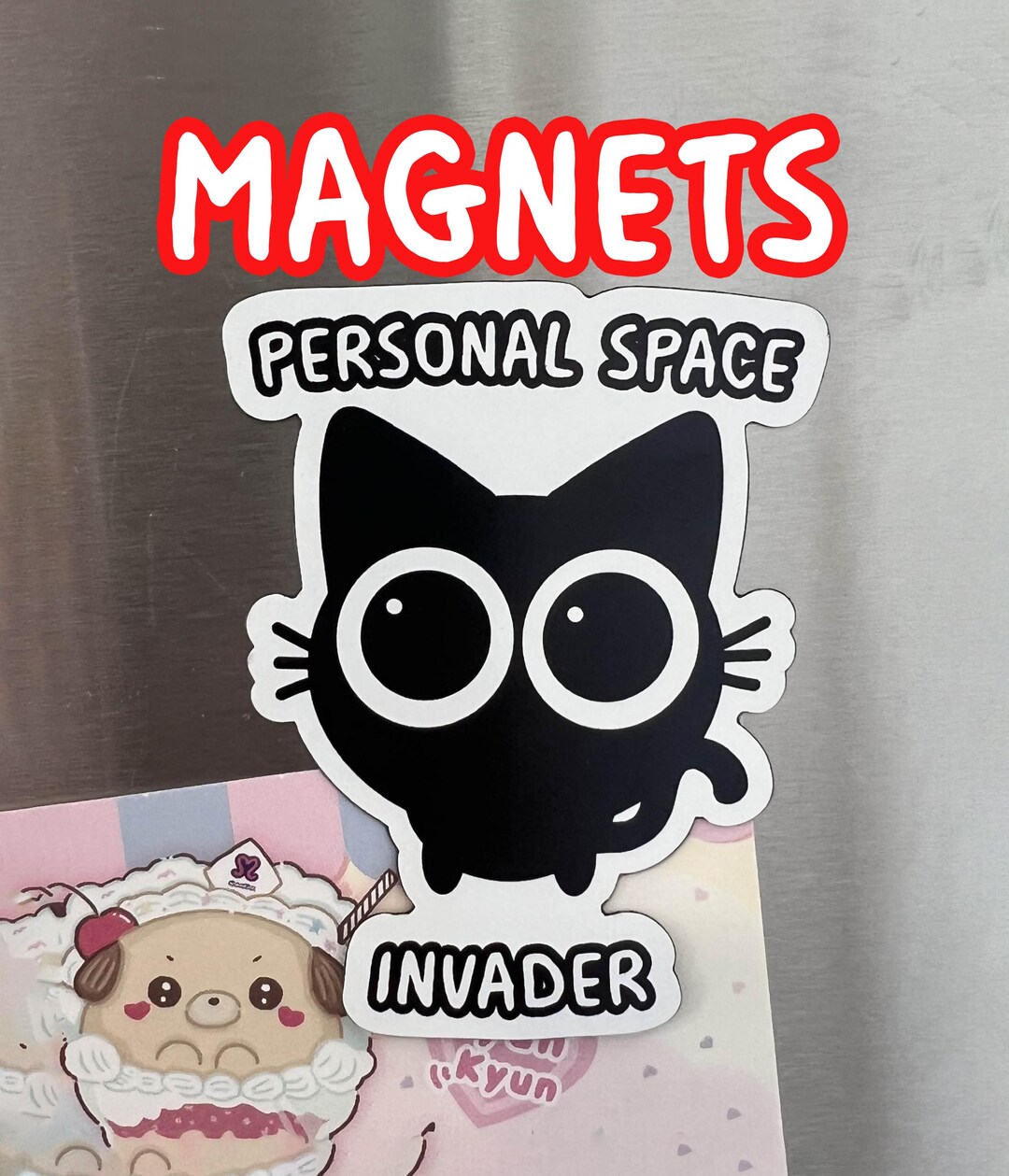 Personal Space Invader Black Cat Magnet - Etsy