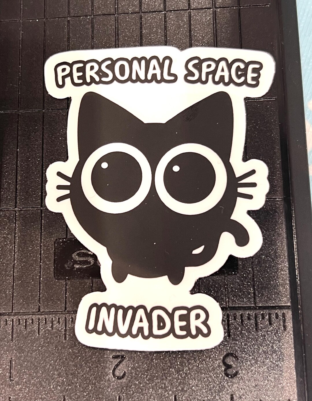 Black Cat Personal Space Invader Sticker - Etsy