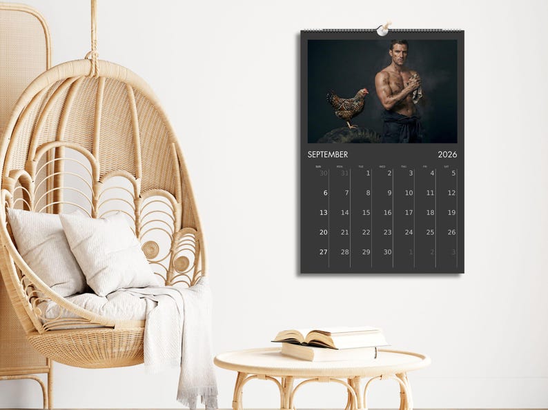 2026 Wall Calendar Pecks & Pecs, Funny Hot Men and Chickens, Funny Gift ...