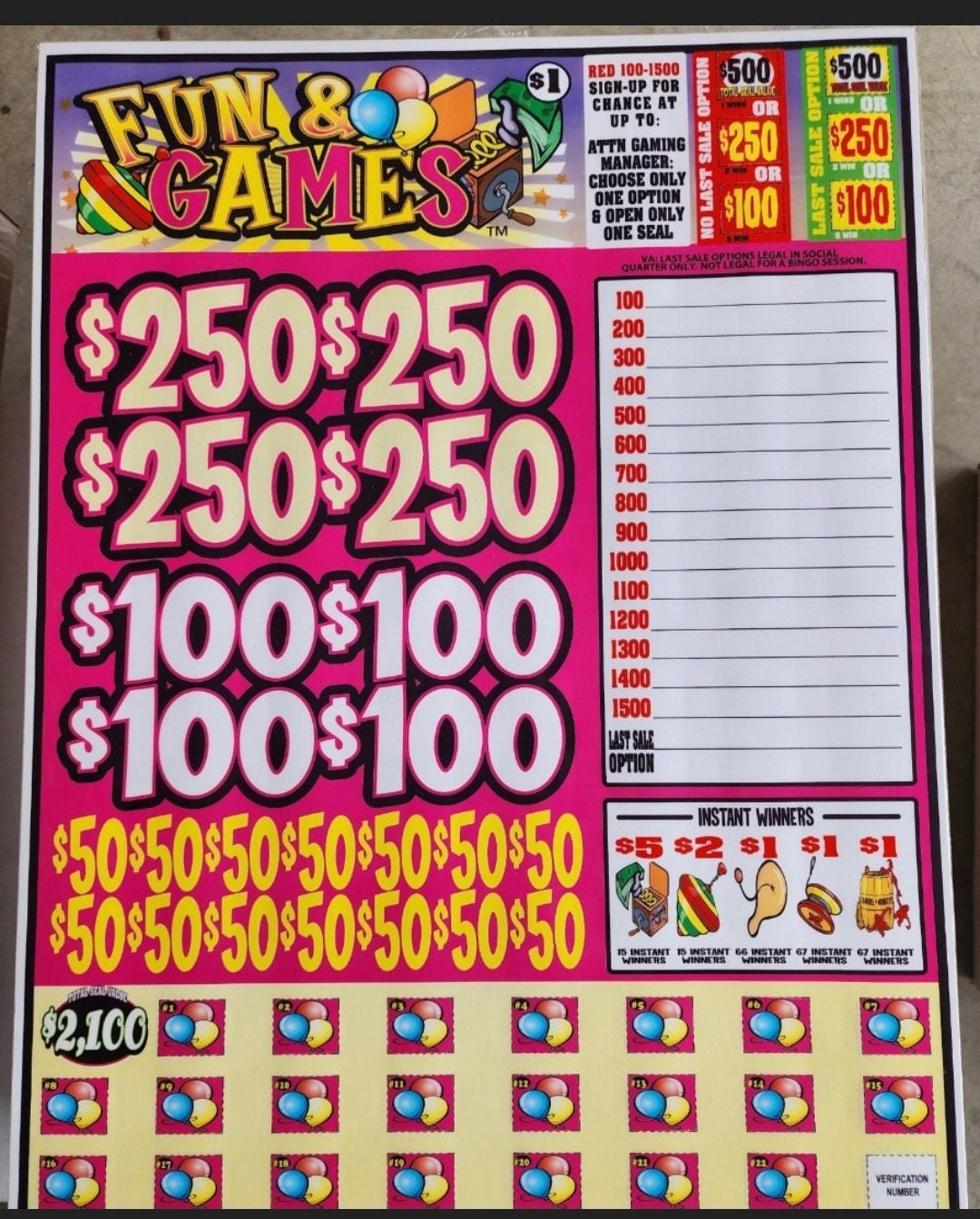Fun & Games Holder Ticket, Cash Board for Amusement Purposes Only. - Etsy
