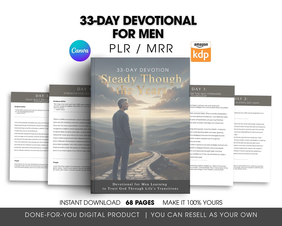 33-day Christian Devotional for Men | PLR MRR Editable Canva (digital ...
