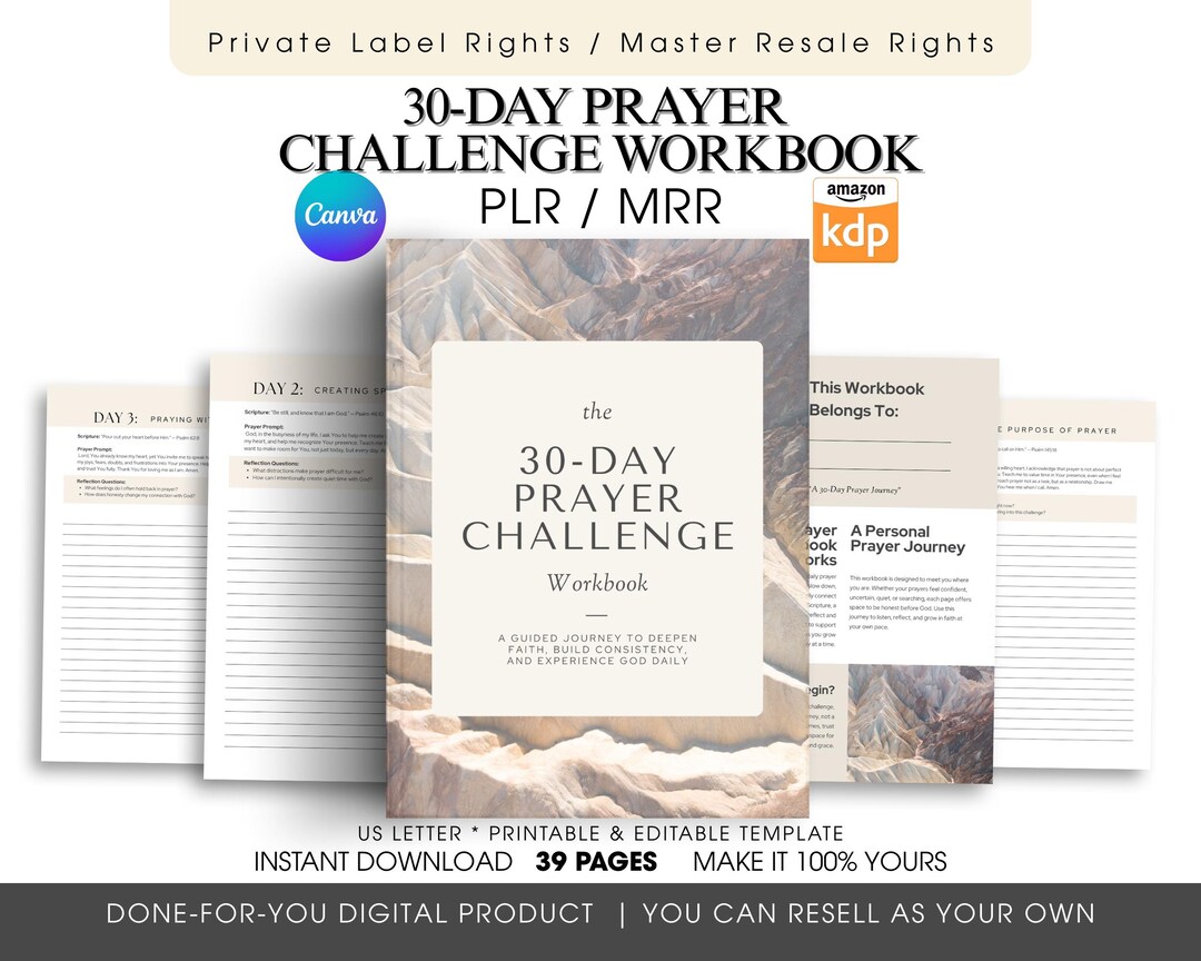 30-day Prayer Challenge Workbook PLR MRR | Christian Prayer Journal ...