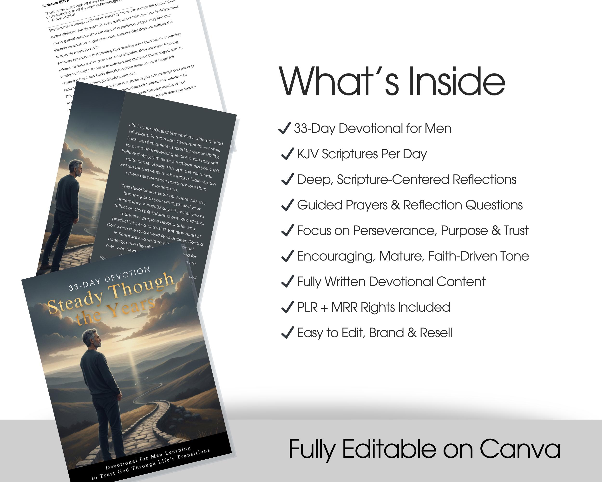 33-day Christian Devotional for Men | PLR MRR Editable Canva (digital ...