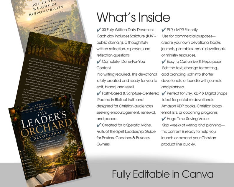PLR MRR 33 Day Christian Leadership Devotional for Men Fruits of the ...