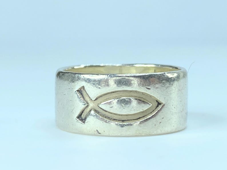 Retired James Avery Ichthus Fish Sterling Silver Band Ring S6.5 5.2g ...