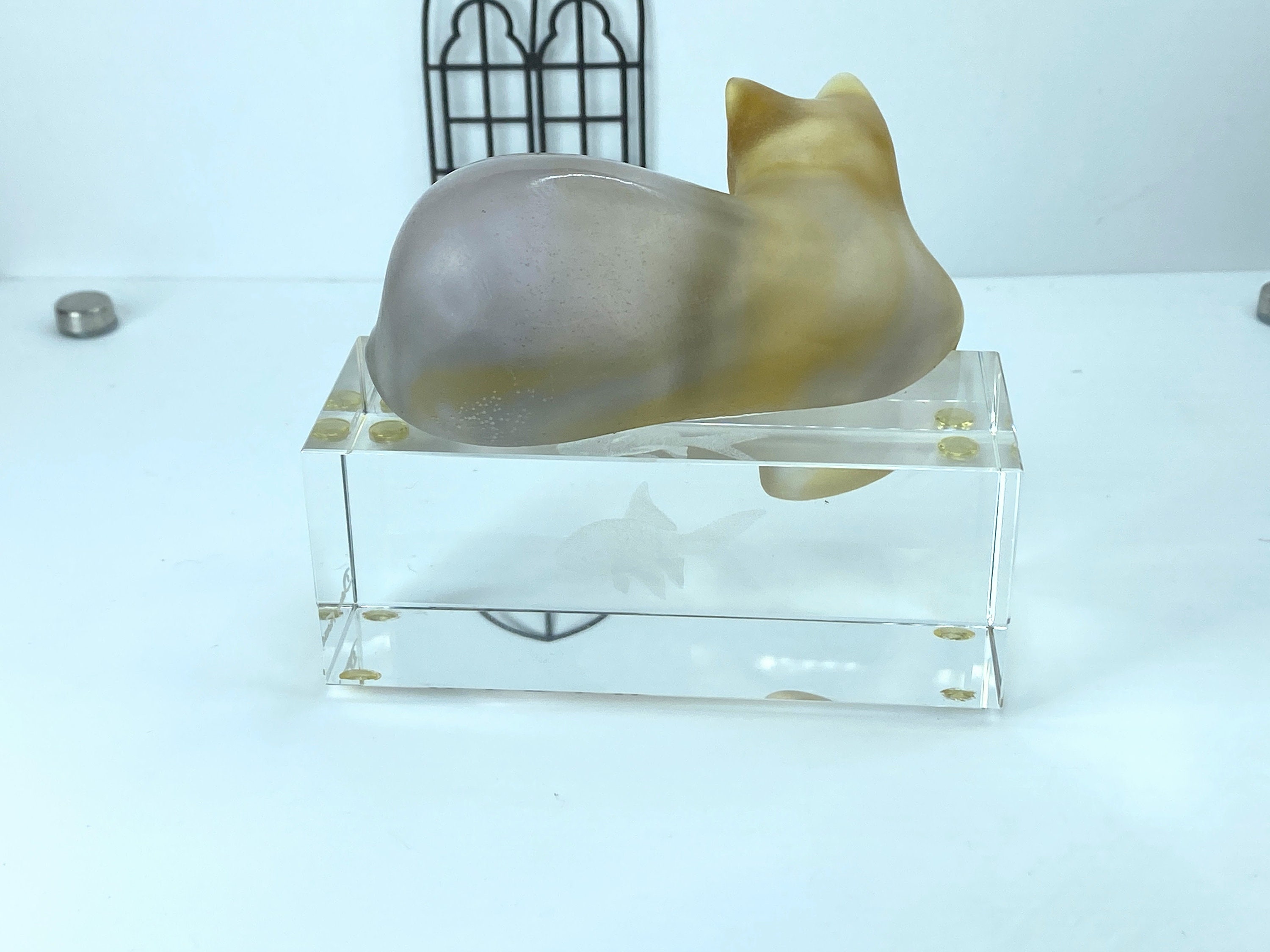 Daum Crystal Cat Amber-grey W/original Box - Etsy