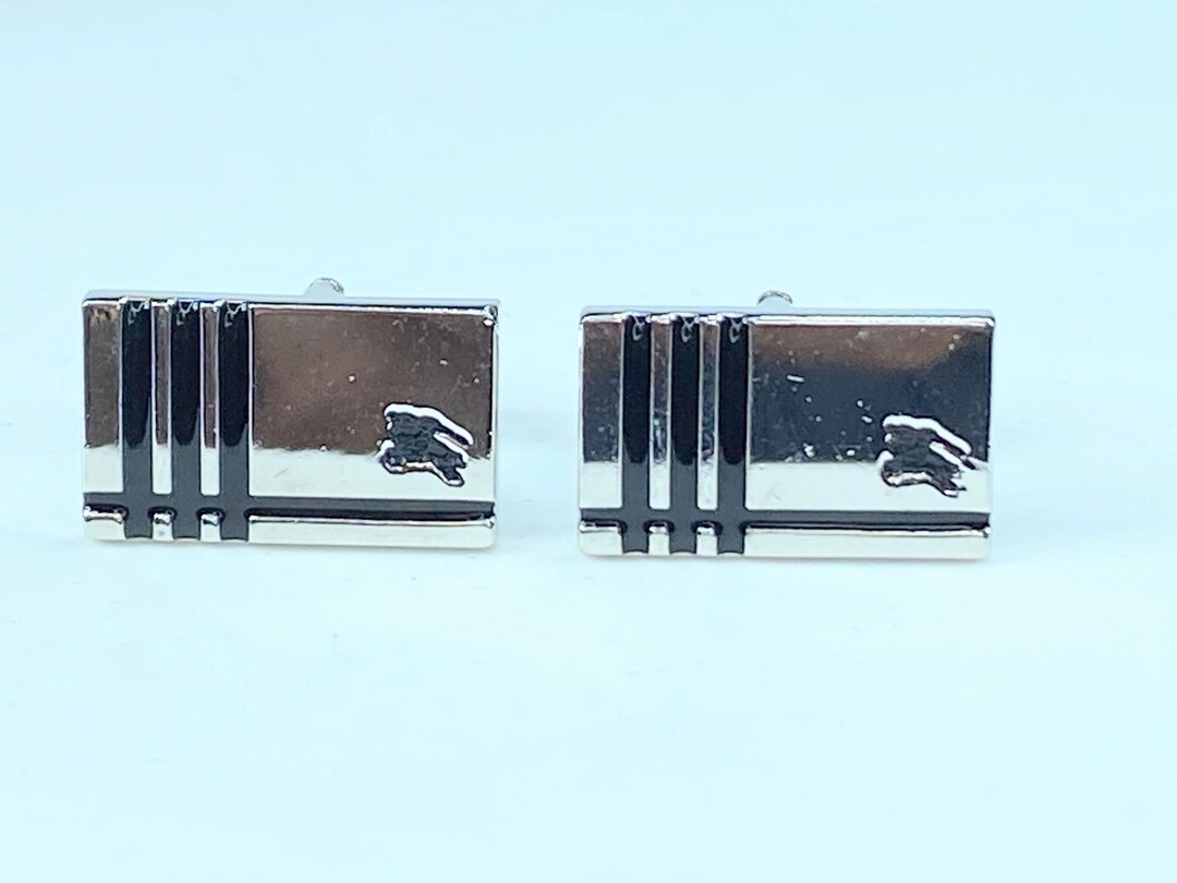 Burberry Black Label Classic Check Horsenight Silver Cufflinks ...