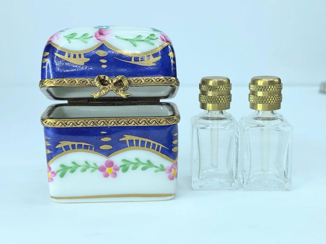 Classic Floral Perfume Chest With Two Bottles Limoges Boxretired A31 - Etsy
