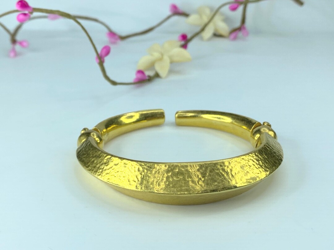Neolithic Bracelet by Lalaounis in Hammered Yellow Gold 6.75" 45.3g ...