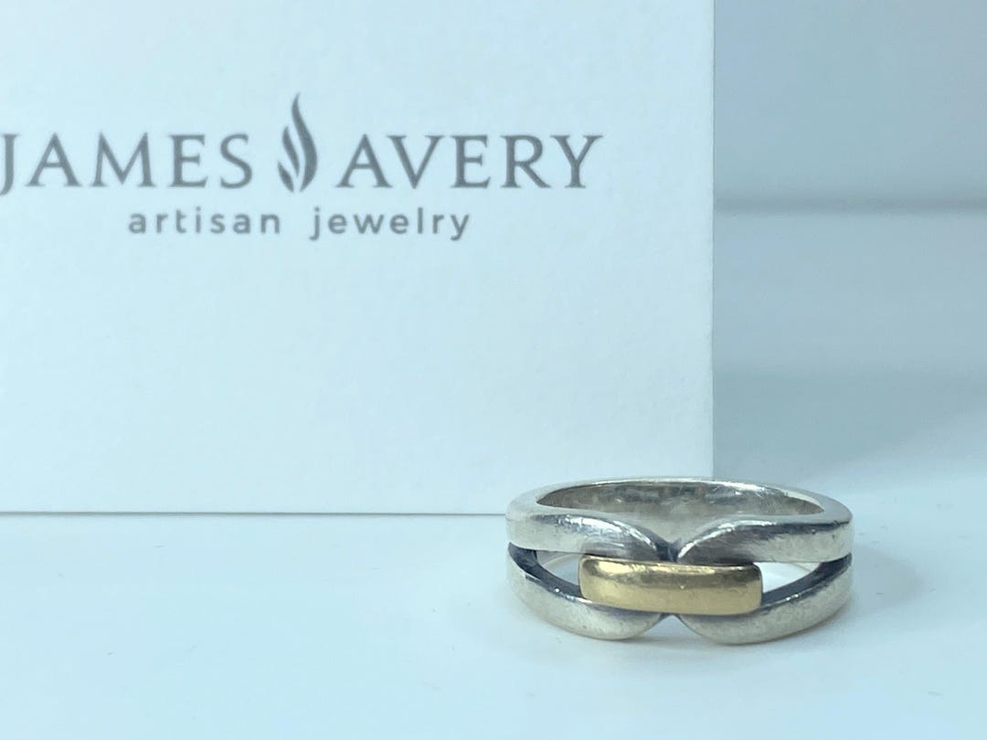 James Avery Sterling Silver & 14k Yellow Gold Ring 8.5g S8.75 With Box ...