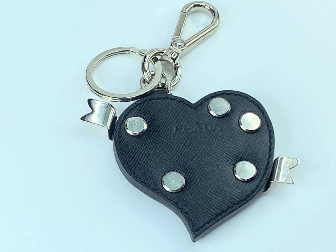 Prada Leather Saffiano Heart Bag Me Keychain - Black Keychains GS348 - Etsy