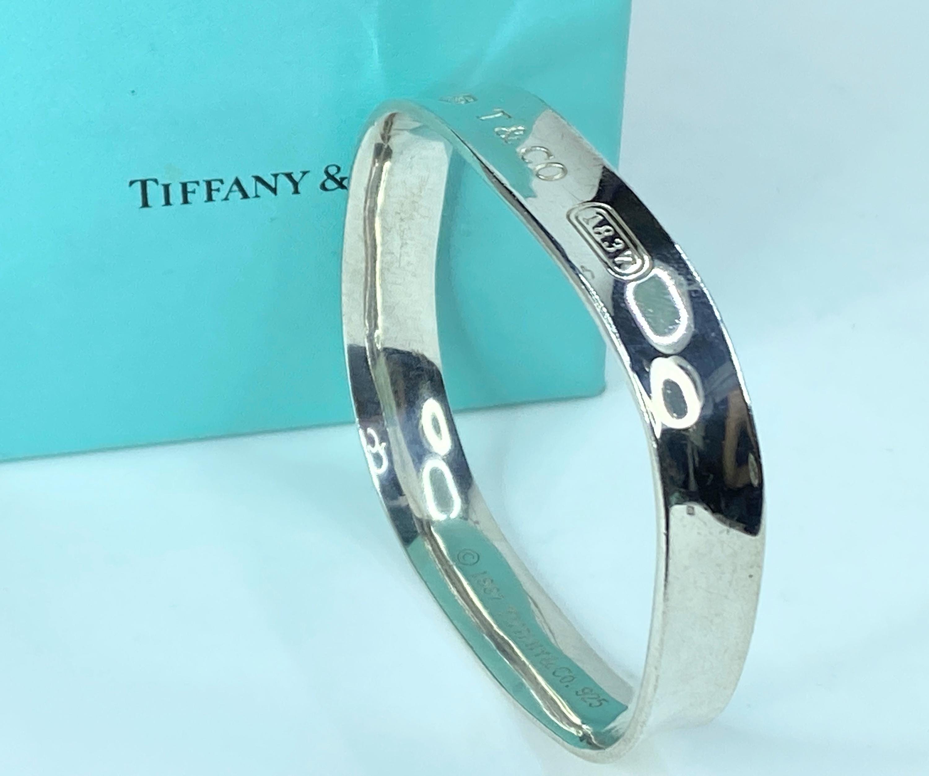 Tiffany & Co. 1837 Silver Square Bangle Medium Bracelet 37.4g 7.75 JR9713 - Etsy