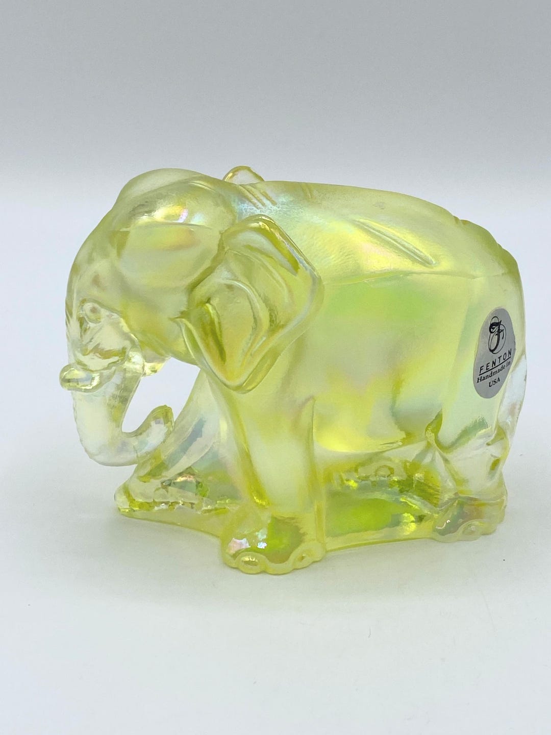 Rare Fenton Vaseline Glass Elephant Vintage Yellow Uranium Glass 3 3/4 ...