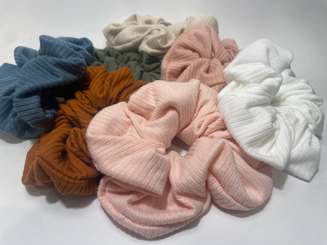 Extra Stretch Soft Cozy Large Rib Knit Scrunchies One-size Gift for Her ...