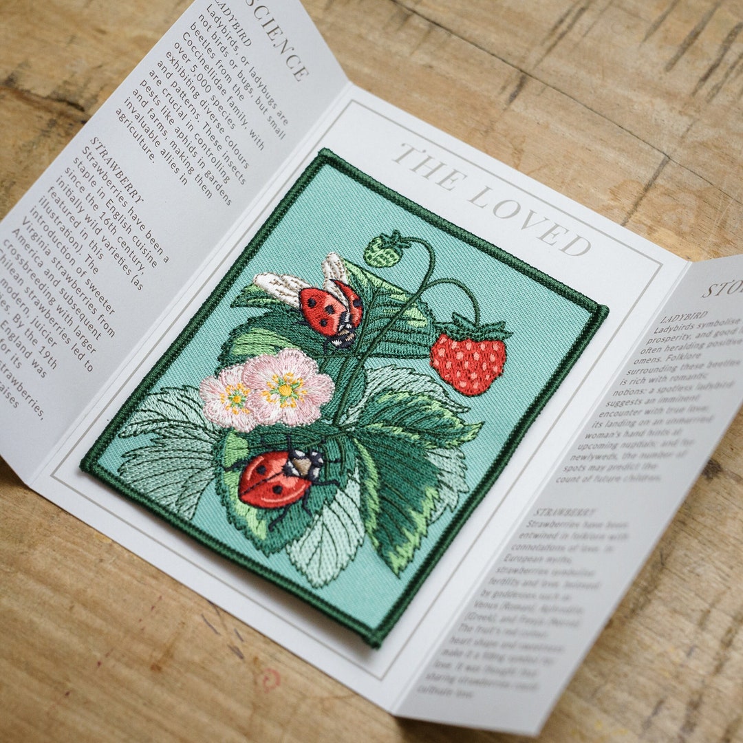 Ladybird & Strawberry Embroidered Patch: Nature Lover Gift - Etsy