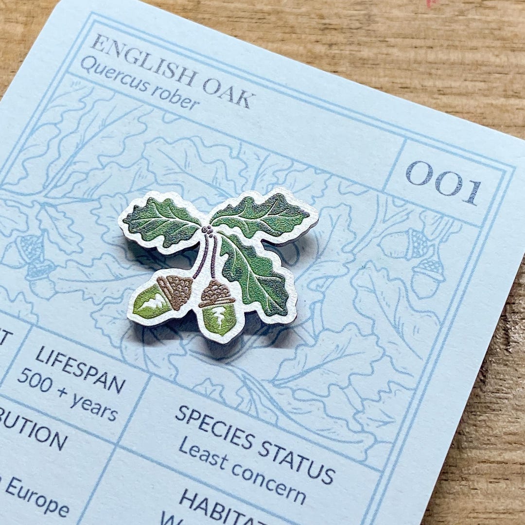 English Oak Pin Badge: Recycled Steel, Nature Lover Gift - Etsy UK
