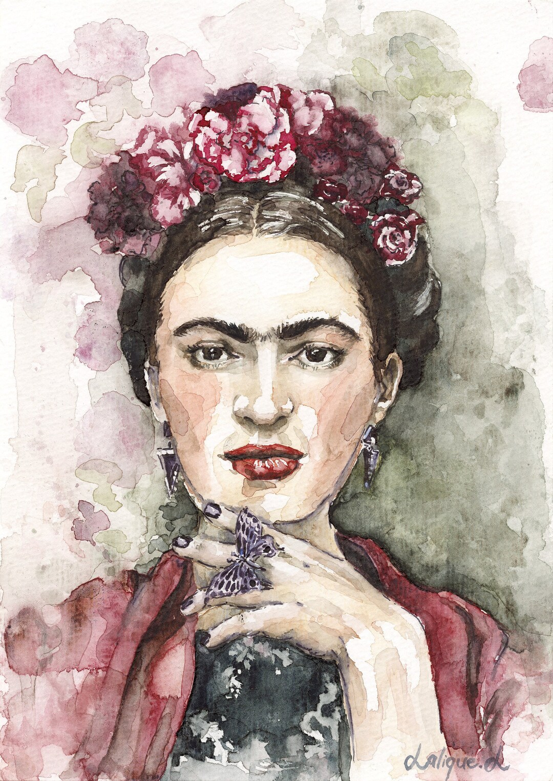Frida Kahlo 2 A4 Fine Art Print Watercolour Painting, Home Décor, Soft ...