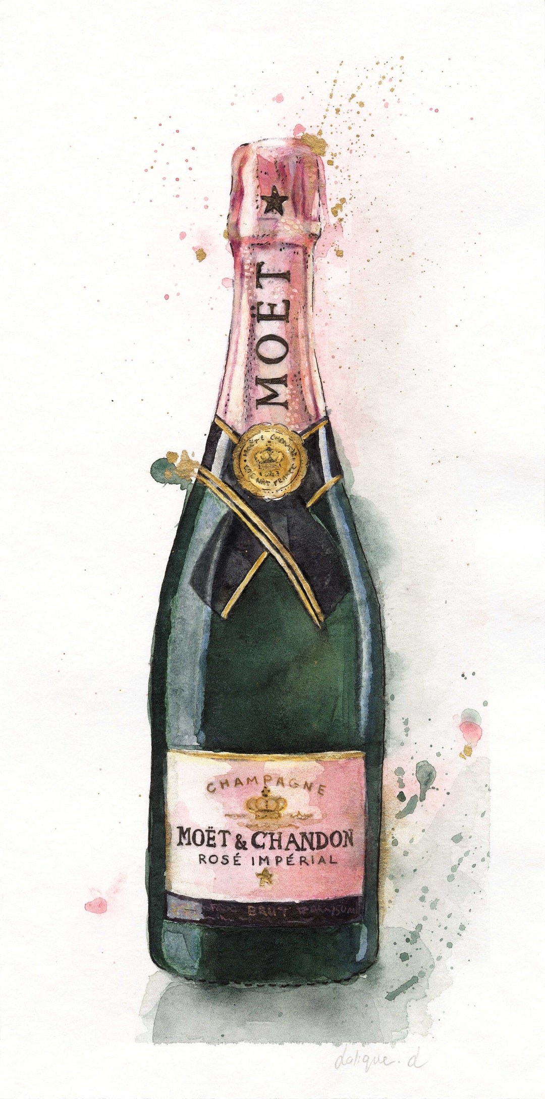 Champagne Pop Art, Moet Chandon Rose Fine Art Print of Watercolour ...